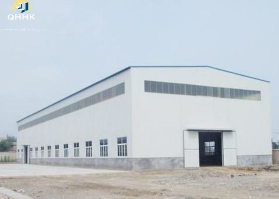 Sliding Door Prefab Steel Frame House , Single Slope Prefab Metal Warehouse