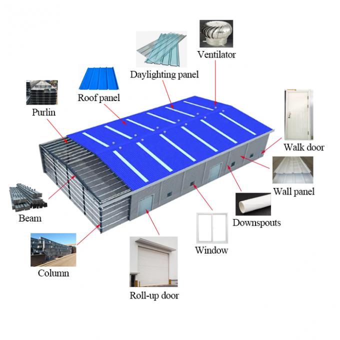 Angle Steel Structure Warehouse Galvanized Surface With Stainless Steel ...
